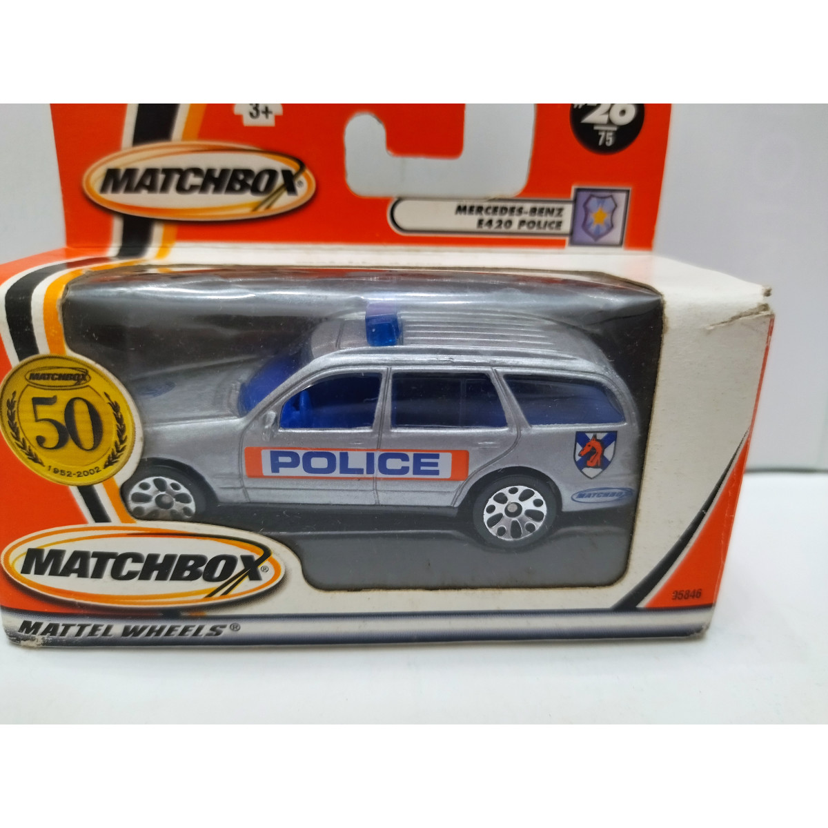 MERCEDES-BENZ E420 POLICE 50th ANNIVERSARY 26/75 1:64 MATCHBOX BOX ...