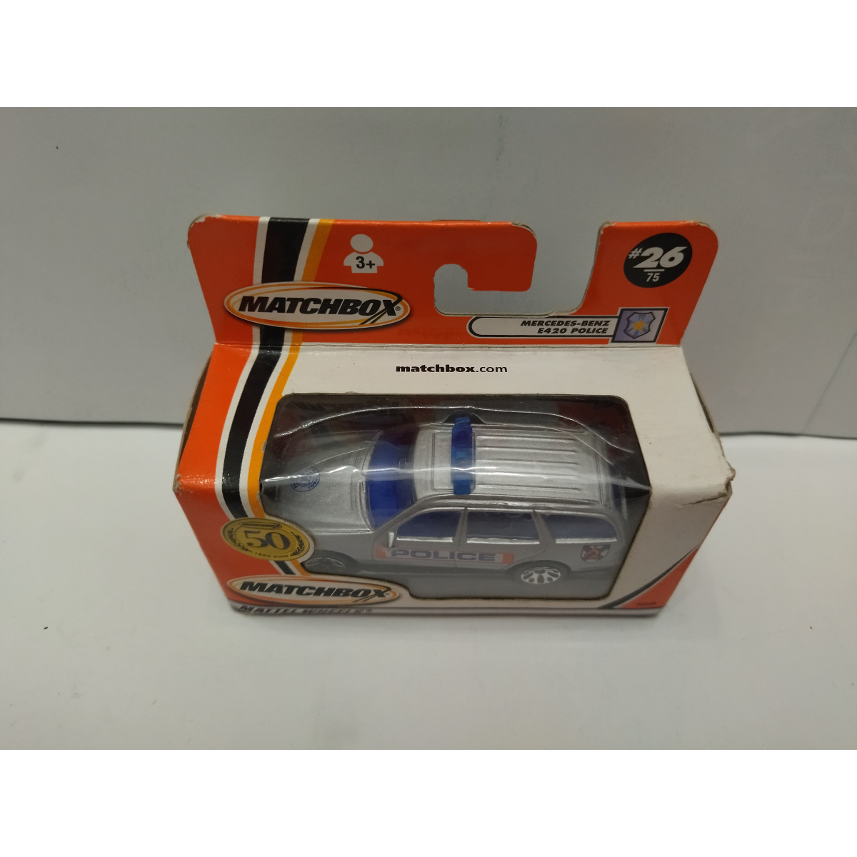 MERCEDES-BENZ E420 POLICE 50th ANNIVERSARY 26/75 1:64 MATCHBOX BOX ...