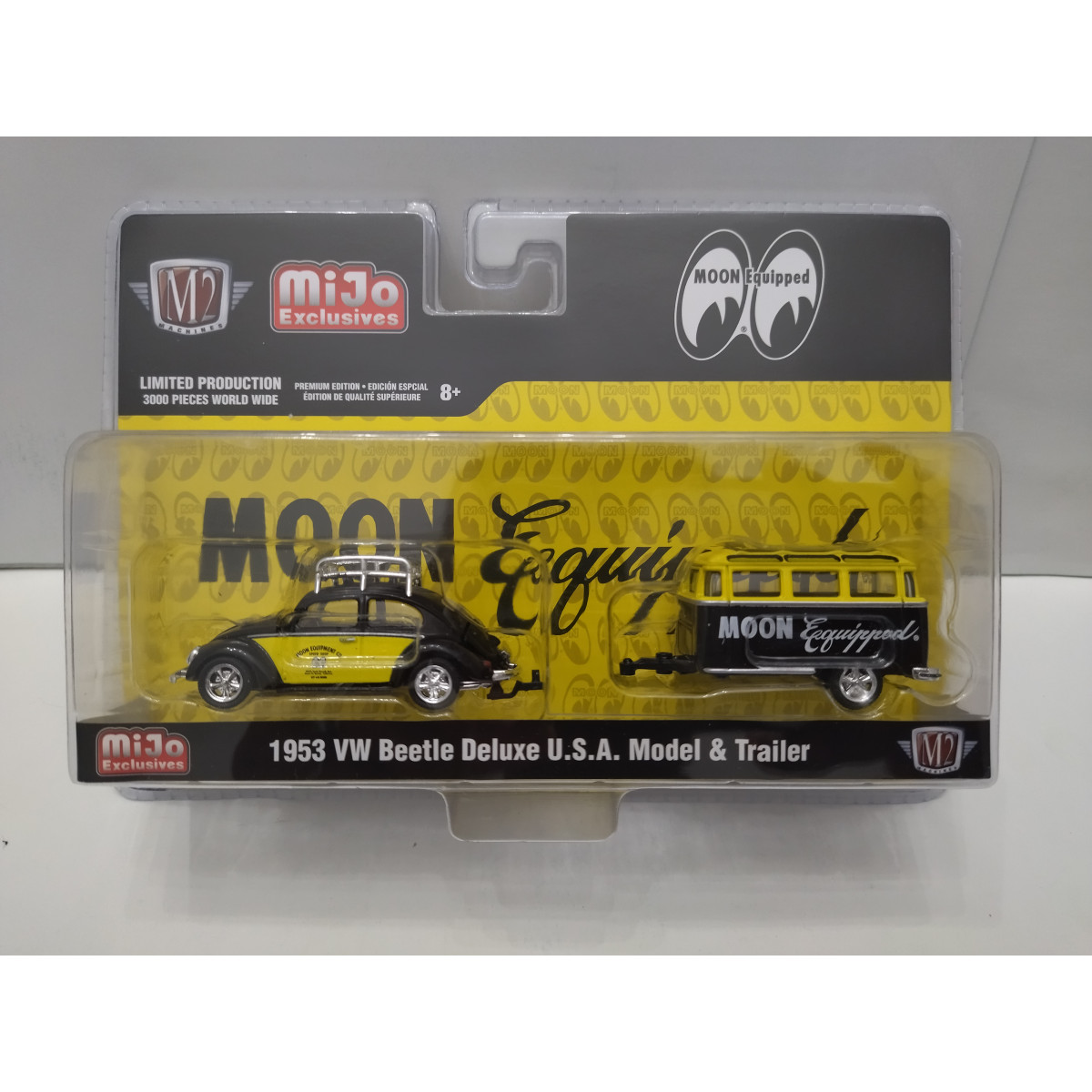 VOLKSWAGEN BEETLE 1953 DELUXE USA MODEL & TRAILER MOON EQUIP 1:64 M2 ...