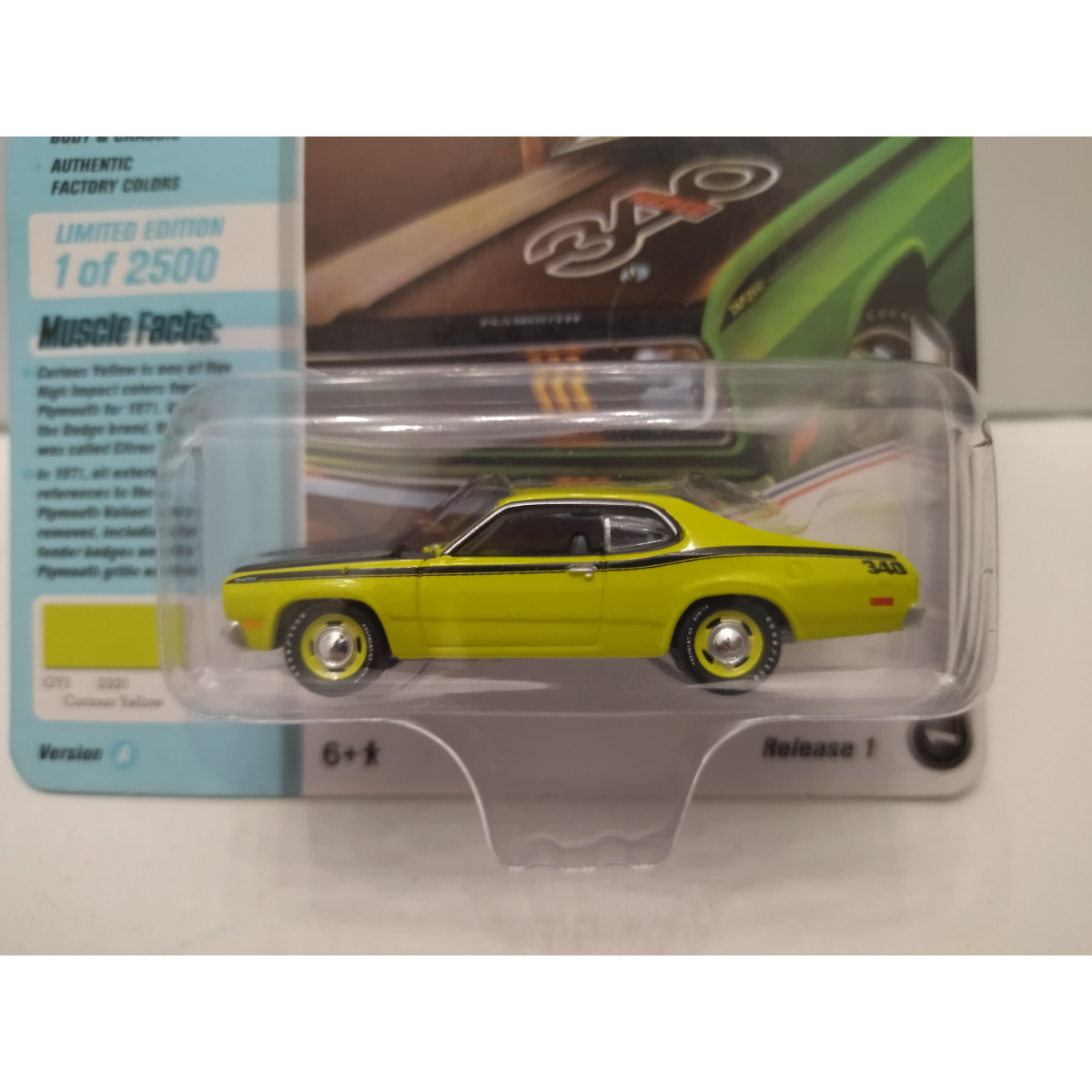 PLYMOUTH DUSTER 340 1971 CURIOUS YELLOW MUSCLE CARS USA 1:64 JOHNNY ...