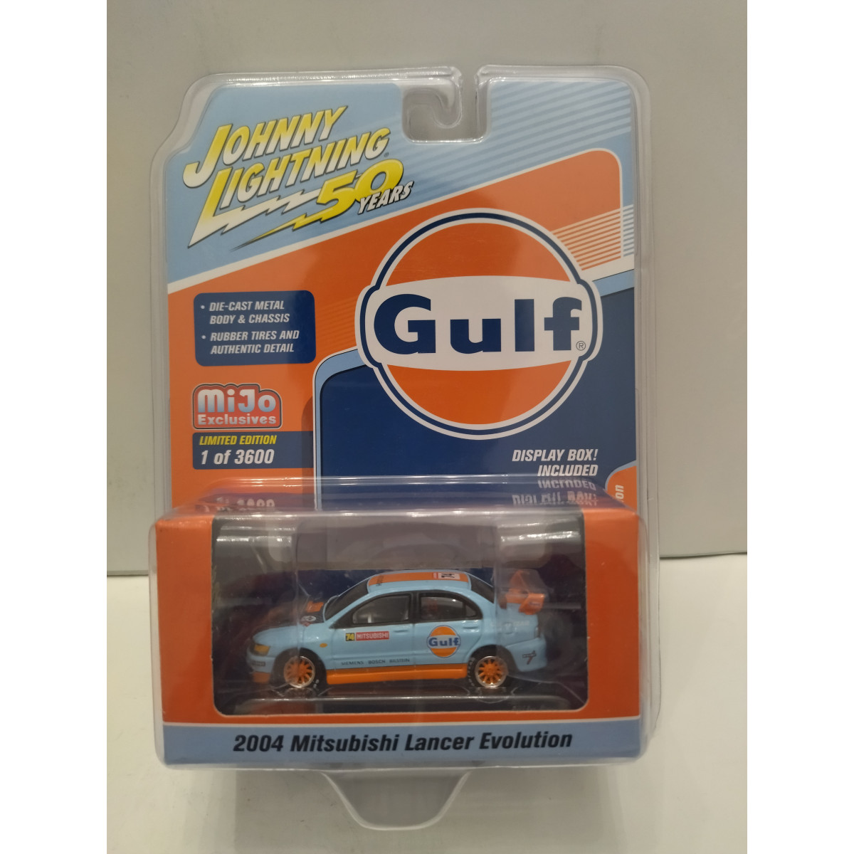 MITSUBISHI LANCER 2004 EVO LIGHT BLUE GULF MIJO 1:64 JOHNNY LIGHTNING ...