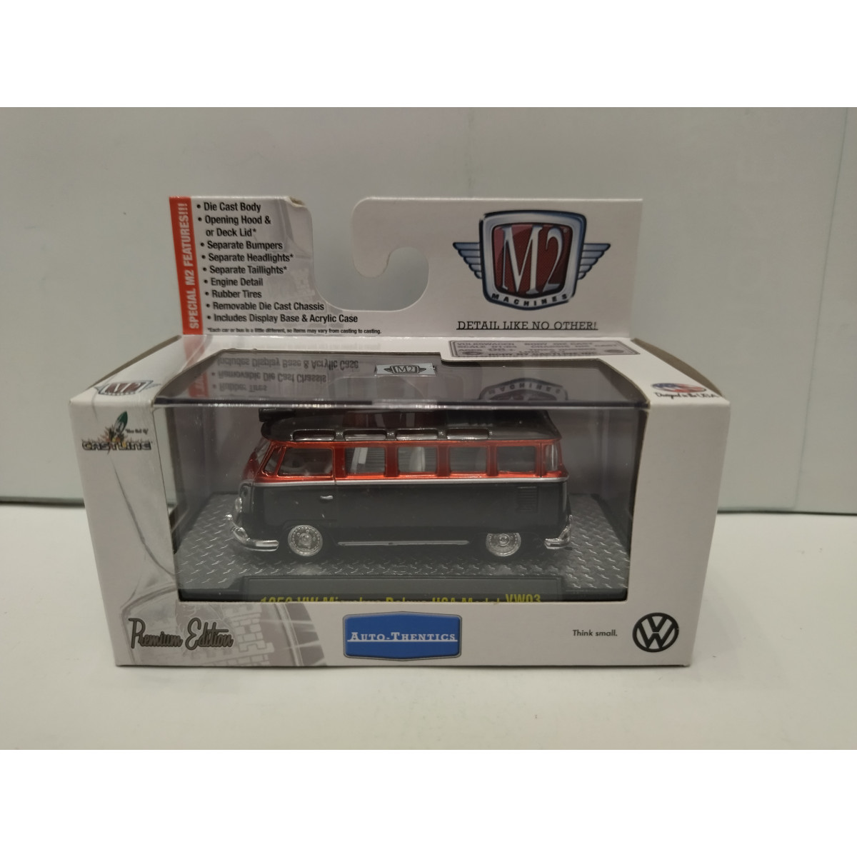 VOLKSWAGEN T1 1959 MICROBUS DELUXE USA MODEL BLACK & RED 1:64 M2 ...