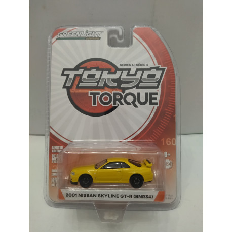 NISSAN SKYLINE 2001 GT-R BNR34 YELLOW TOKYO TORQUE 1:64 GREENLIGHT ...