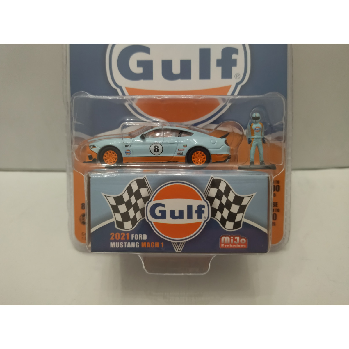 FORD MUSTANG 2021 MACH 1 GULF + FIGURE MIJO 1:64 GREENLIGHT - BCN STOCK ...