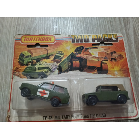 MATCHBOX TWO PACKS TP-12 MILITARY POLICE and FIELD CAR 1:64 MATCHBOX ...