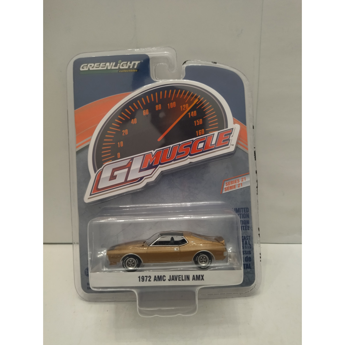 AMC JAVELIN AMX 1972 BROWN/GOLD GL MUSCLE 1:64 GREENLIGHT - BCN STOCK CARS