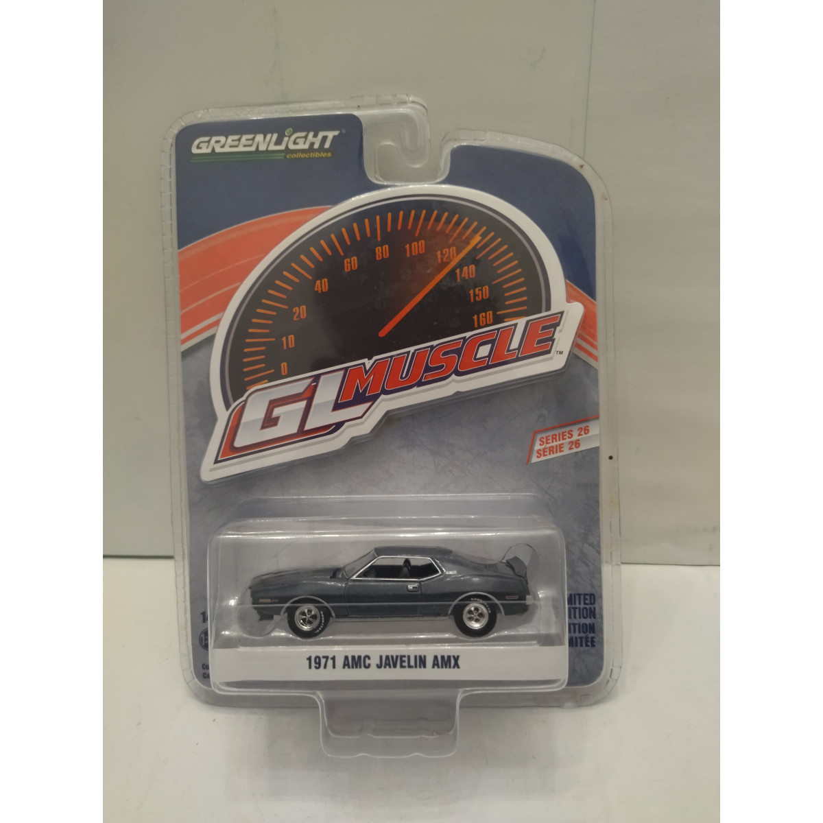 AMC JAVELIN AMX 1972 GREY GL MUSCLE 1:64 GREENLIGHT - BCN STOCK CARS