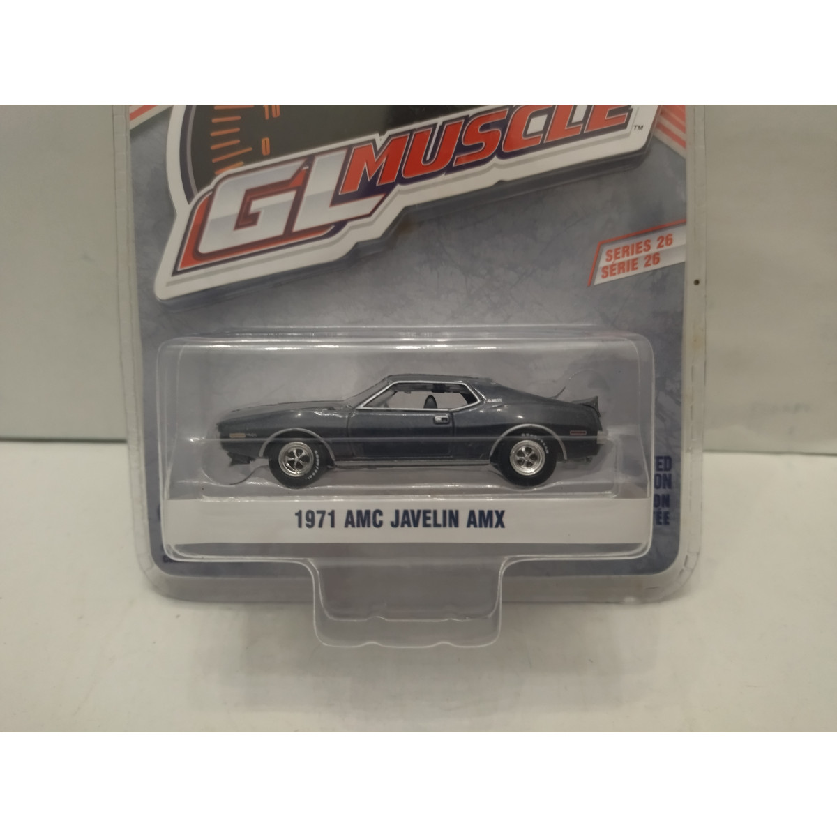 AMC JAVELIN AMX 1972 GREY GL MUSCLE 1:64 GREENLIGHT - BCN STOCK CARS