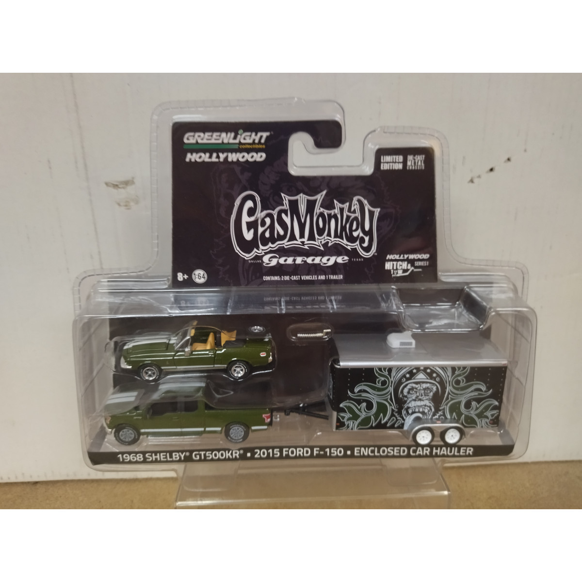SHELBY GT-500KR + F-150 + TRAILER GAS MONKEY GARAGE HOLLYWOOD 1:64 ...