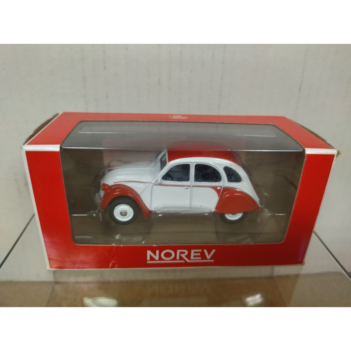 CITROEN 2CV 1986 DOLLY WHITE & RED apx 1:64 NOREV 3 INCHES (7,5cm ...
