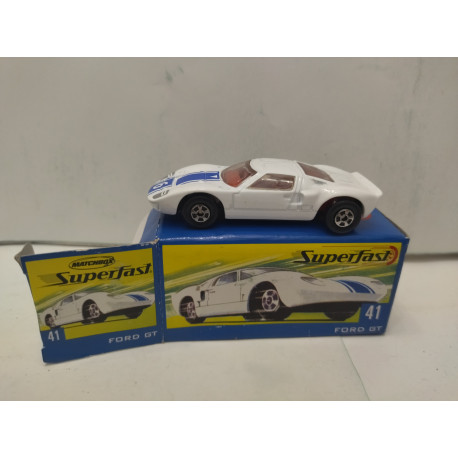 FORD GT WHITE/BLUE SUPERFAST n41 1:64 MATCHBOX OPEN BOX/CAJA ABIERTA ...