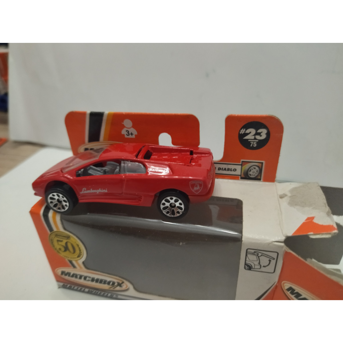 LAMBORGHINI DIABLO RED 50 YEARS 23/75 1:59/apx 1:64 MATCHBOX OPEN BOX ...