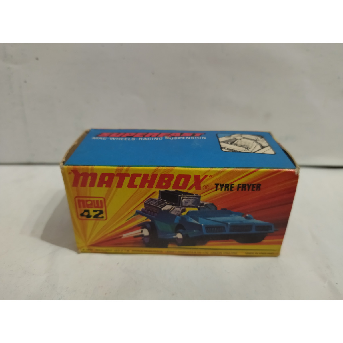TYRE FRYER MB42 SUPERFAST 1:52/apx 1:64 MATCHBOX W/BOX - BCN STOCK CARS