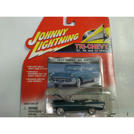 CHEVROLET BEL AIR 1957 CONVERTIBLE TRI-CHEVY 1:64 JOHNNY LIGHTNING - BCN STOCK CARS