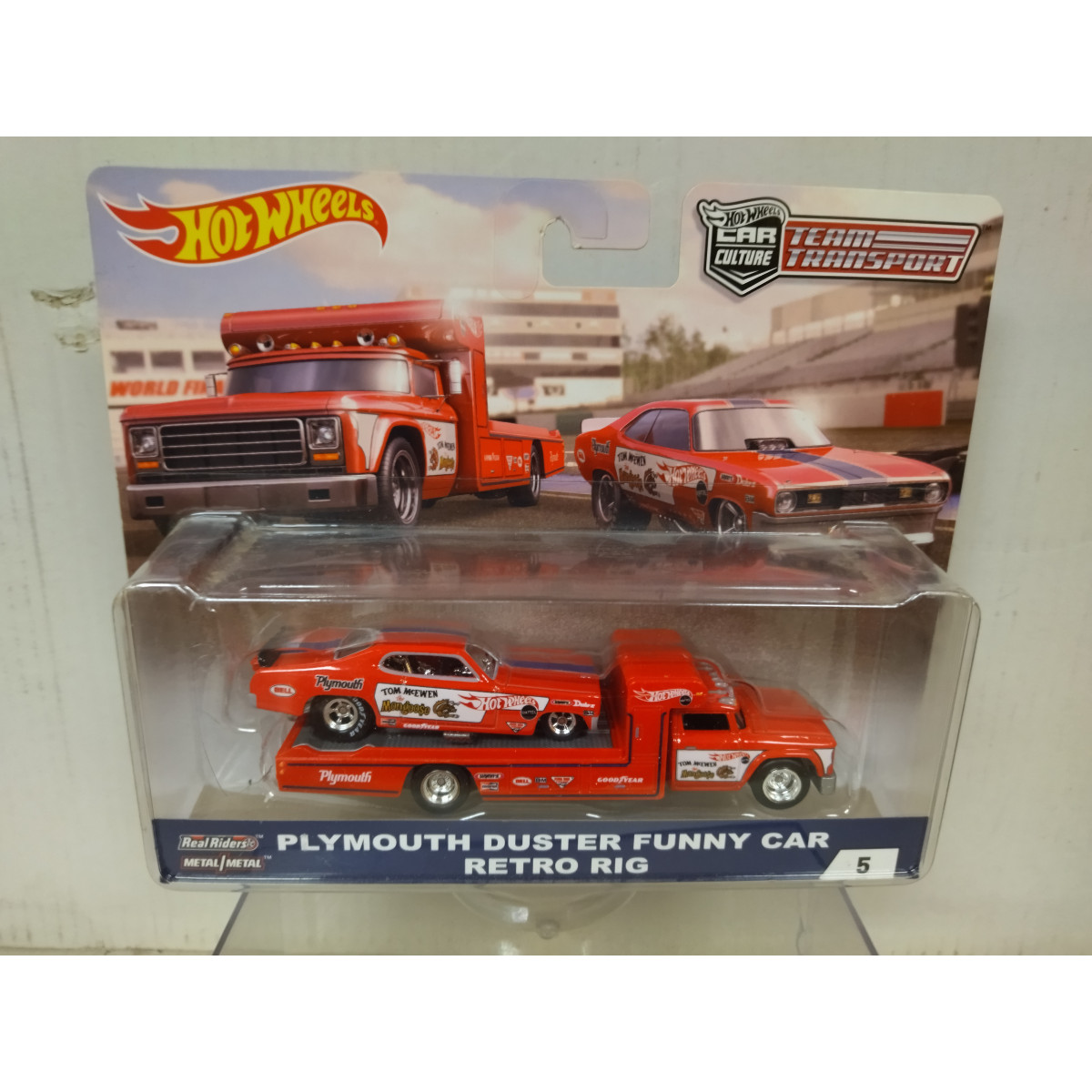 PLYMOUTH DUSTER FUNNY CAR + RETRO RIG TEAM TRANSPORT n5 1:64 HOT WHEELS ...
