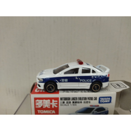 MITSUBISHI LANCER EVOLUTION PATROL CAR POLICE 1:64/apx 1:64 TOMICA CN ...