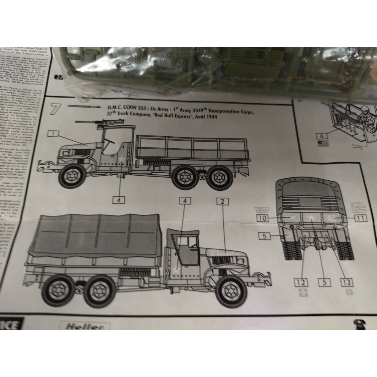 GMC CCKW 353 TRUCK US ARMY WW 2 MODEL KIT 1:72 HELLER 49996 NO BOX ...
