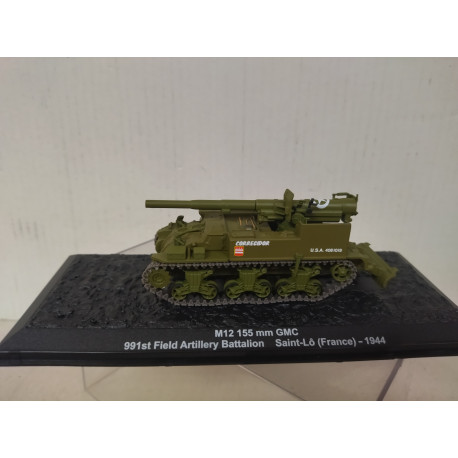 M12 GMC 155mm 1944 991st FIELD ARTILLERY BAT US ARMY 1944 WW 2 1:72 ALTAYA IXO - BCN STOCK CARS