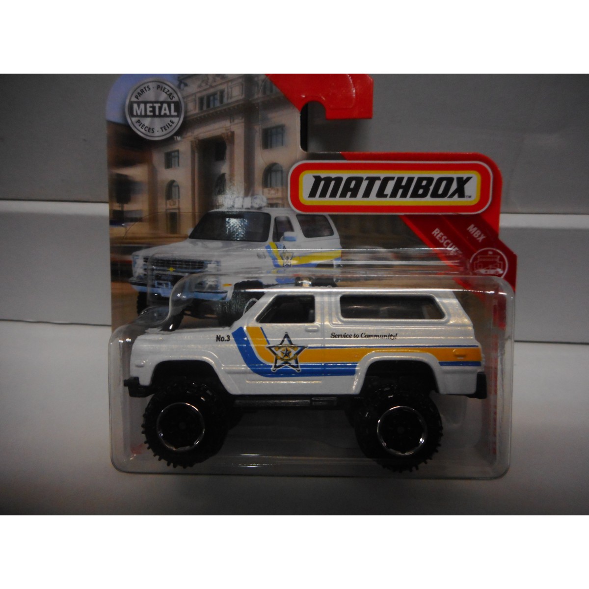 CHEVROLET BLAZER 4X4 1989 SHERIFF MATCHBOX 1:64 - BCN STOCK CARS