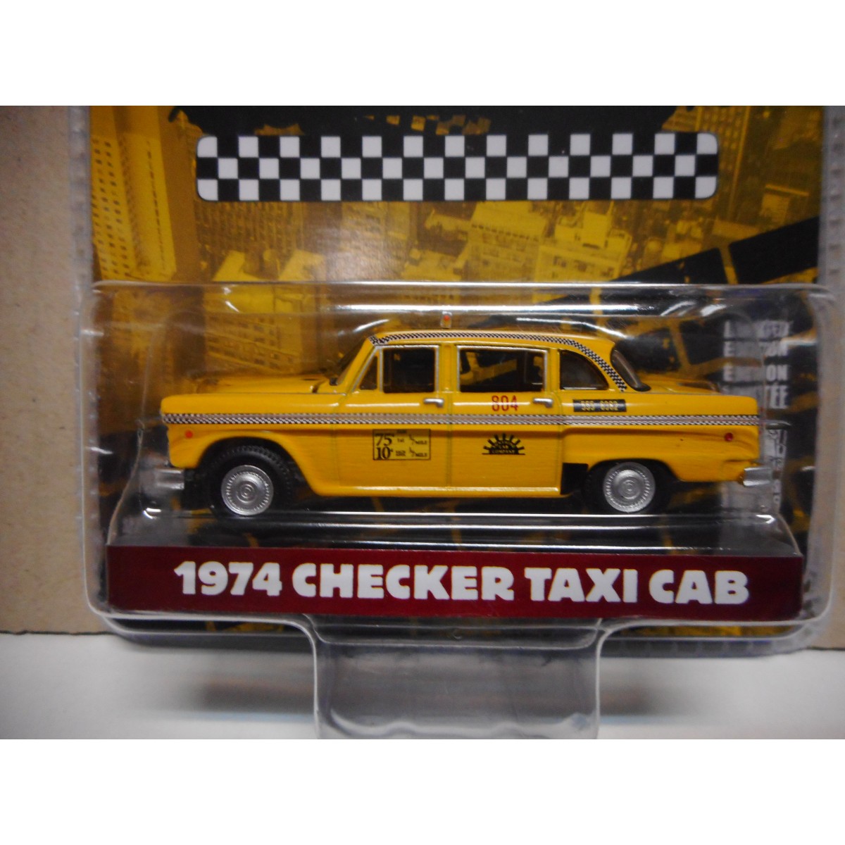 HOLLYWOOD TAXI 1974 CHECKER TAXI CAB 1:64 GREENLIGHT - BCN STOCK CARS