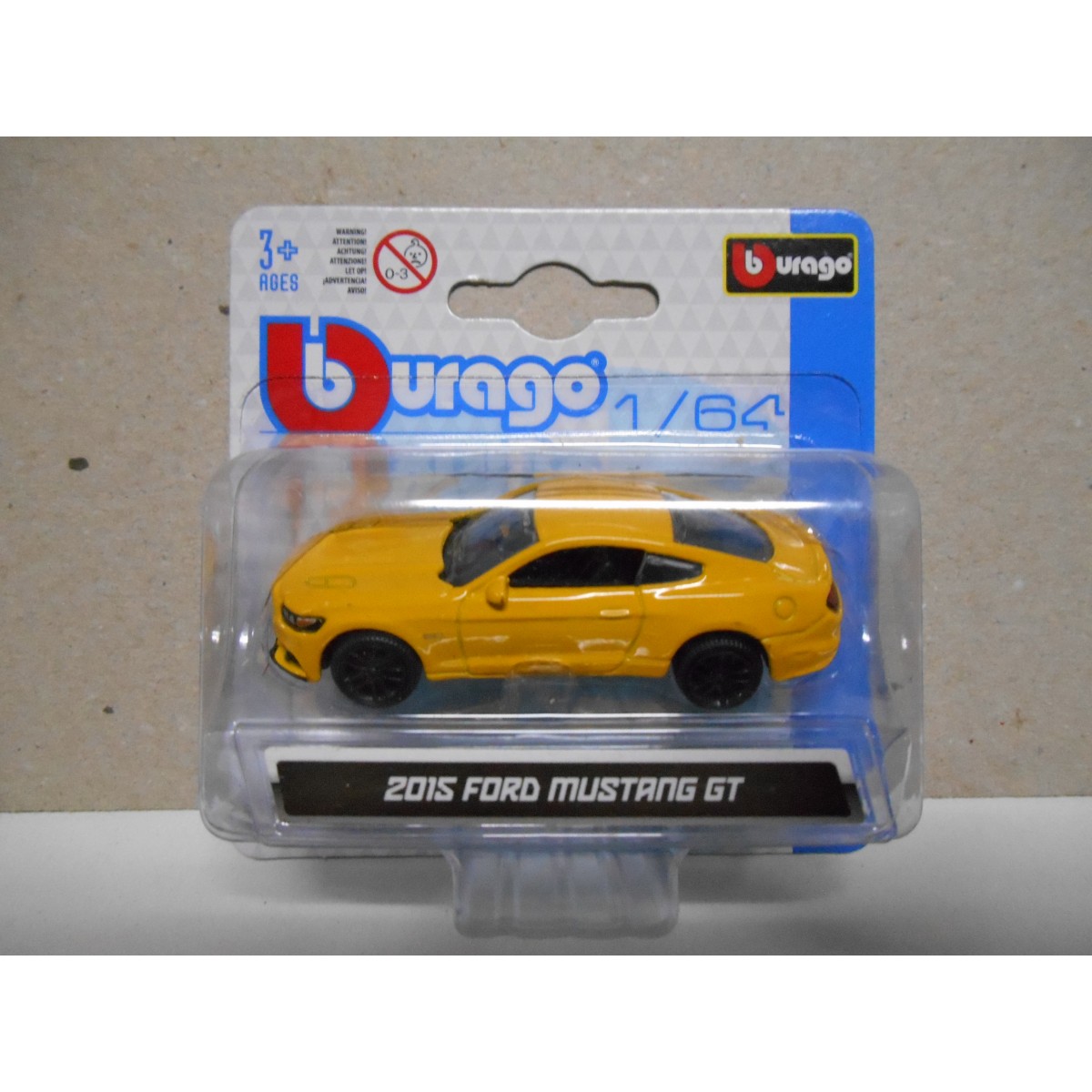 FORD MUSTANG GT 2015 YELLOW 1:64 BBURAGO - BCN STOCK CARS