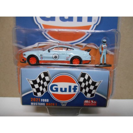 FORD MUSTANG MACH 1 2021 GULF + FIGURE 1:64 GREENLIGHT - BCN STOCK CARS