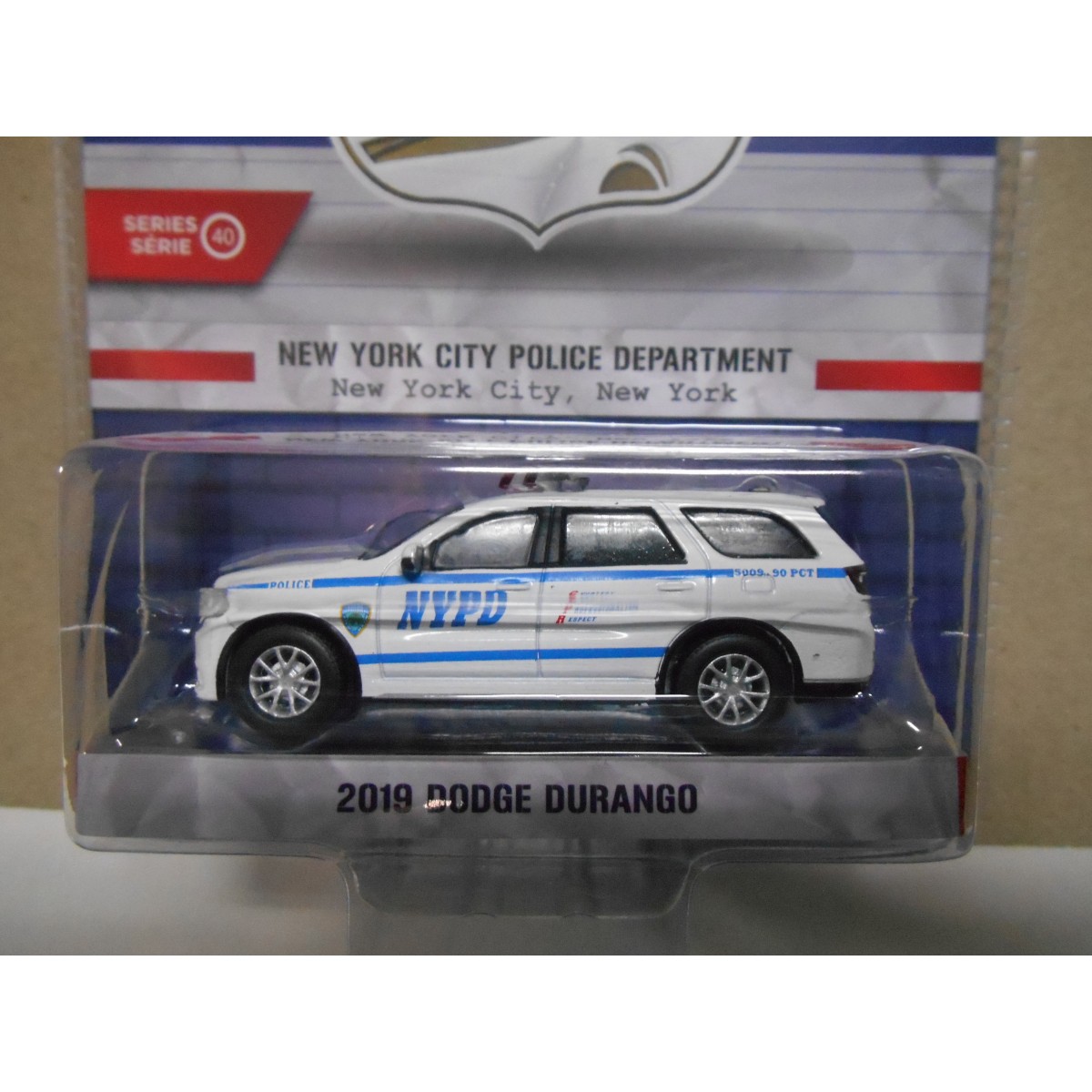 US POLICE DODGE DURANGO 2019 NEW YORK PD 1:64 GREENLIGHT - BCN STOCK CARS