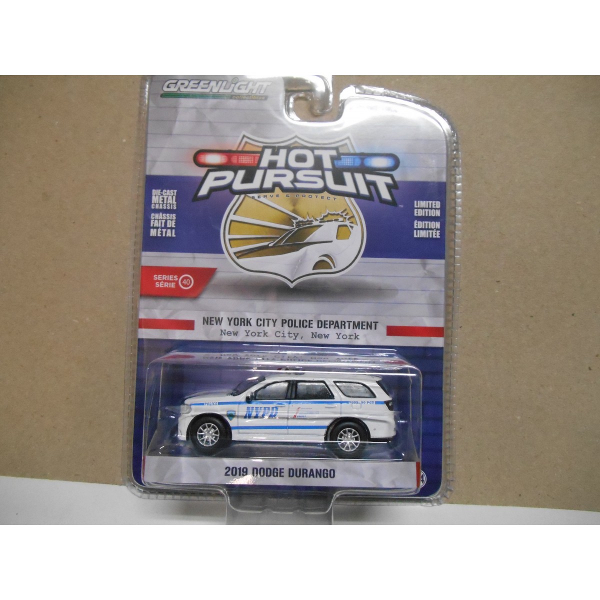 US POLICE DODGE DURANGO 2019 NEW YORK PD 1:64 GREENLIGHT - BCN STOCK CARS