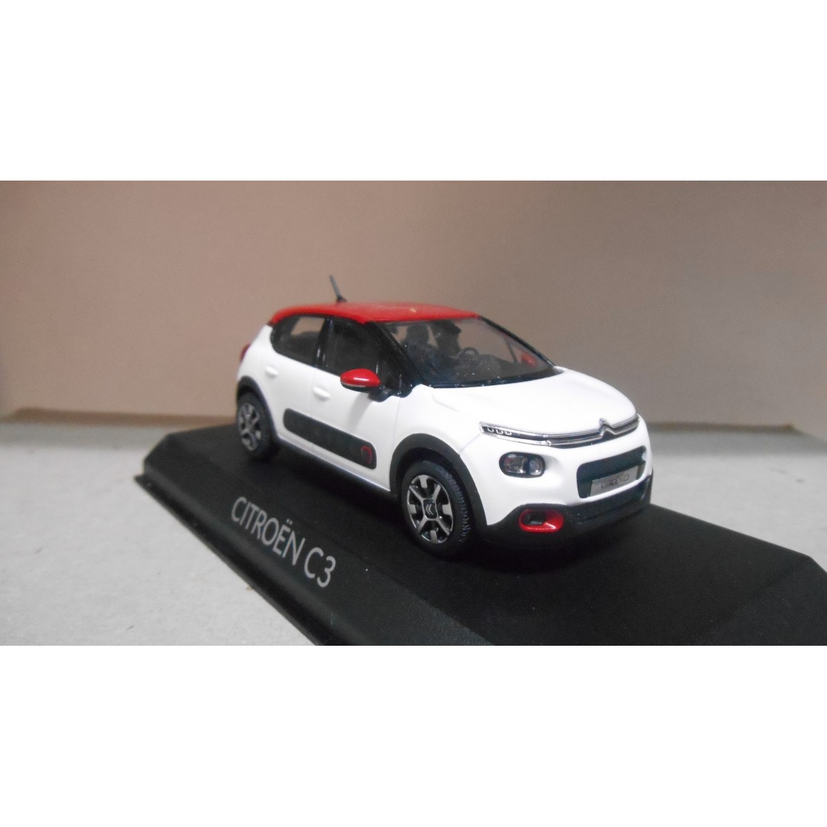 CITROEN C3 2016 BLANC TOIT ROUGE 1:43 DEALER NOREV - BCN STOCK CARS
