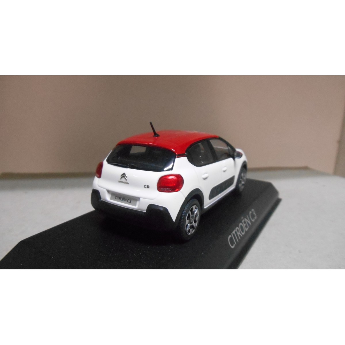 CITROEN C3 2016 BLANC TOIT ROUGE 1:43 DEALER NOREV - BCN STOCK CARS