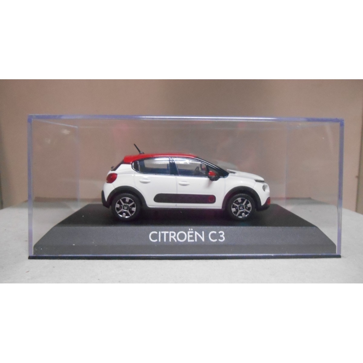 CITROEN C3 2016 BLANC TOIT ROUGE 1:43 DEALER NOREV - BCN STOCK CARS