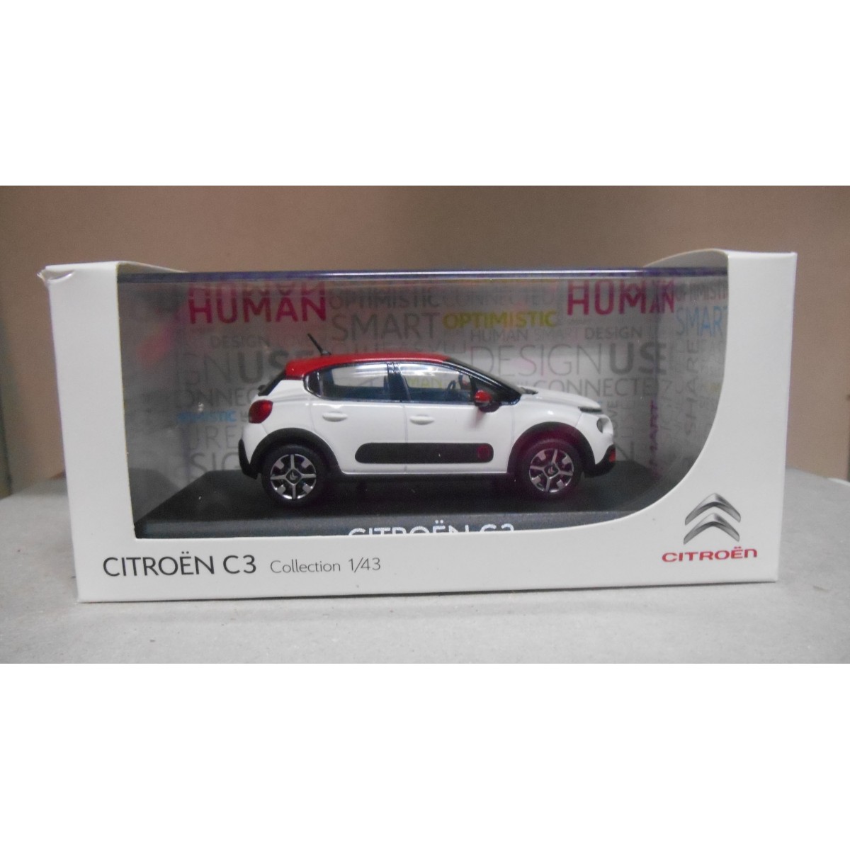 CITROEN C3 2016 BLANC TOIT ROUGE 1:43 DEALER NOREV - BCN STOCK CARS