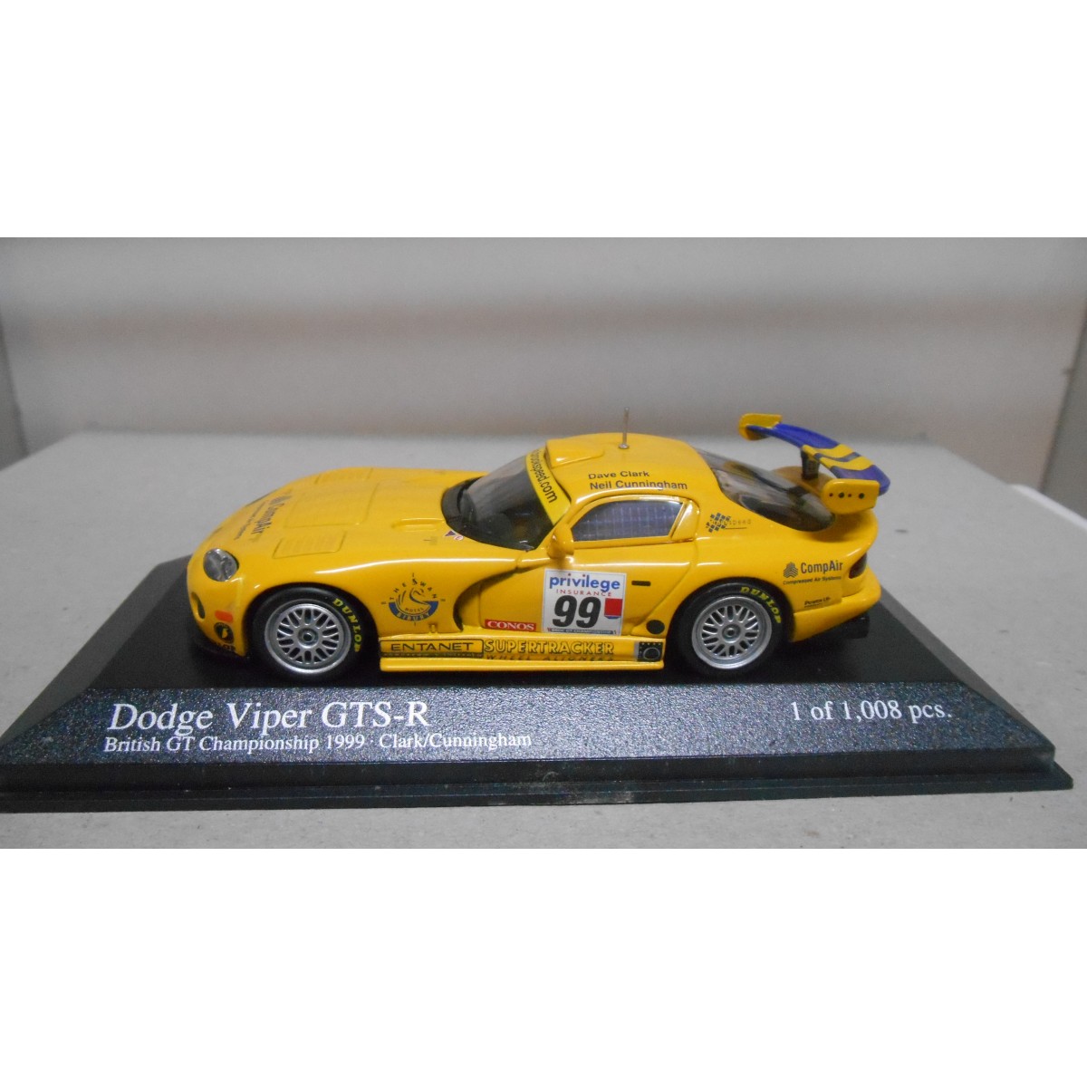 DODGE VIPER GTS-R BRITISH GT 1999 CLARK/CUNNINGHAM 1:43 MINICHAMPS URNA ...
