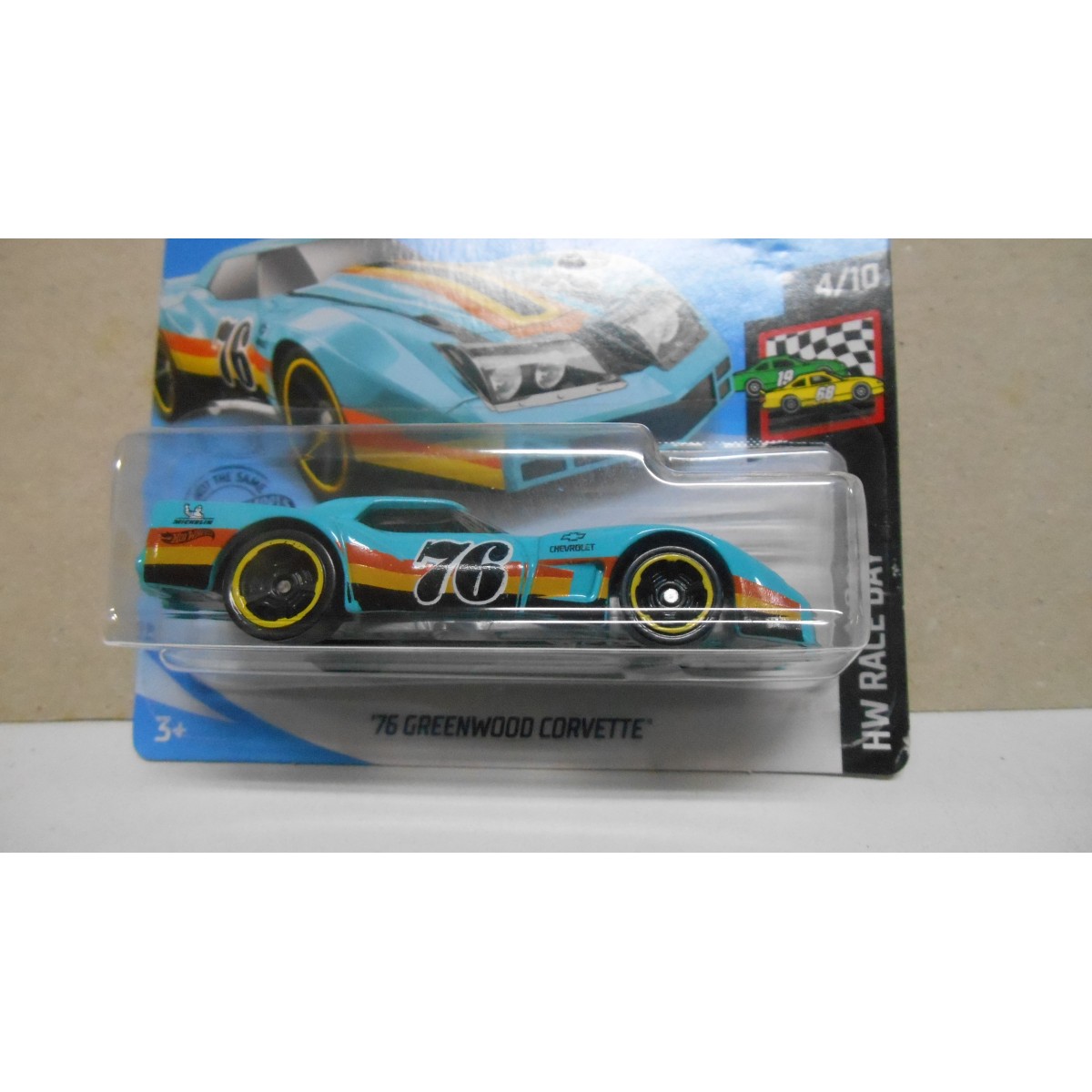 CHEVROLET CORVETTE C3 GREENWOOD 1976 n76 4/10 RACE DAY 1:64 HOT WHEELS ...