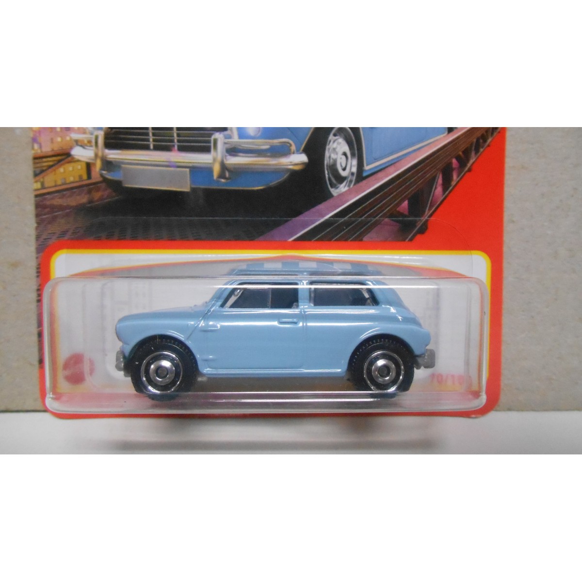 AUSTIN MINI COOPER 1964 BLUE USA CARD 1:64 MATCHBOX - BCN STOCK CARS